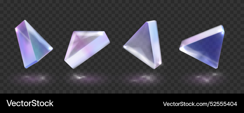 Glass or crystal triangle in different angle view Vector Image