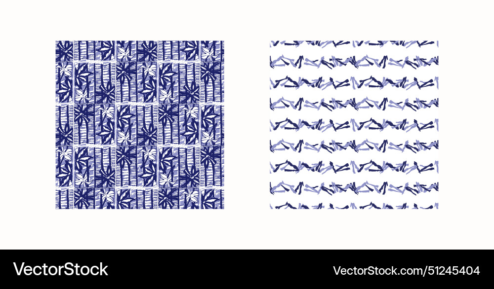 Indigo blue japanese block print effect pattern Vector Image