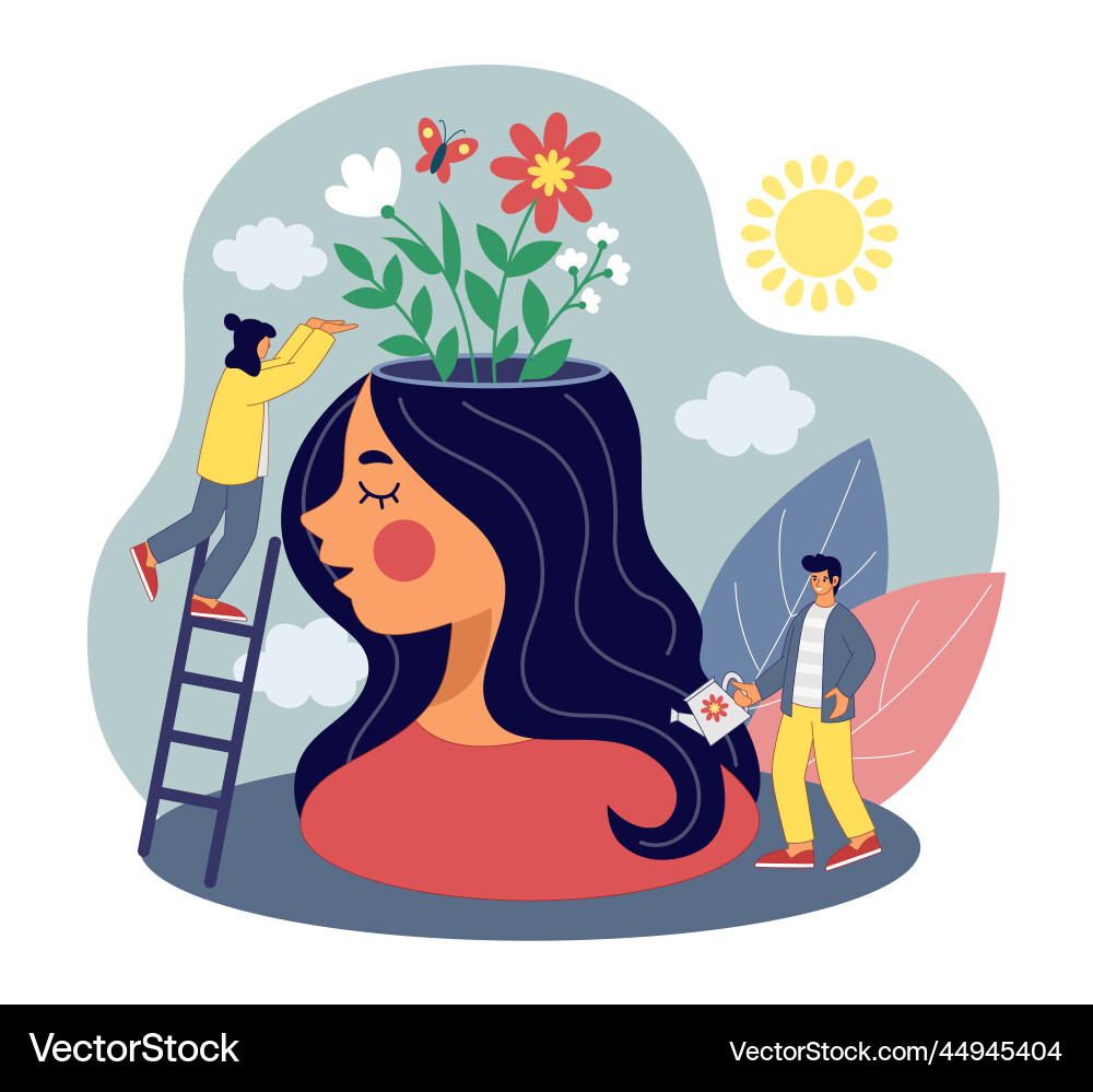 Positive Mental Health & Wellbeing Royalty Free Vector