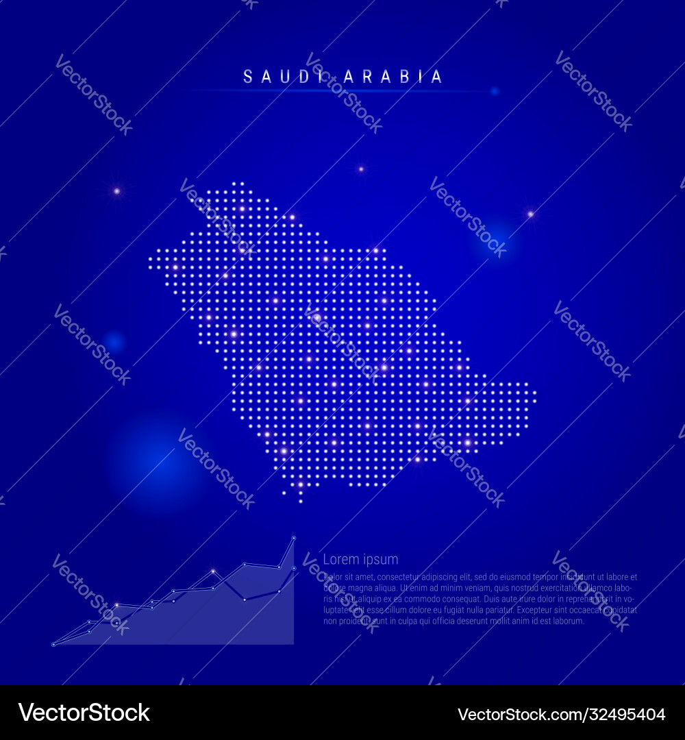 Saudi arabia illuminated map with glowing dots Vector Image