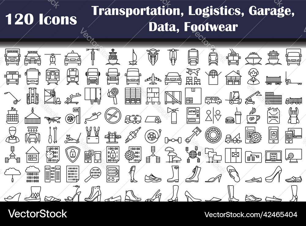 Set of 120 transportation logistics garage data Vector Image