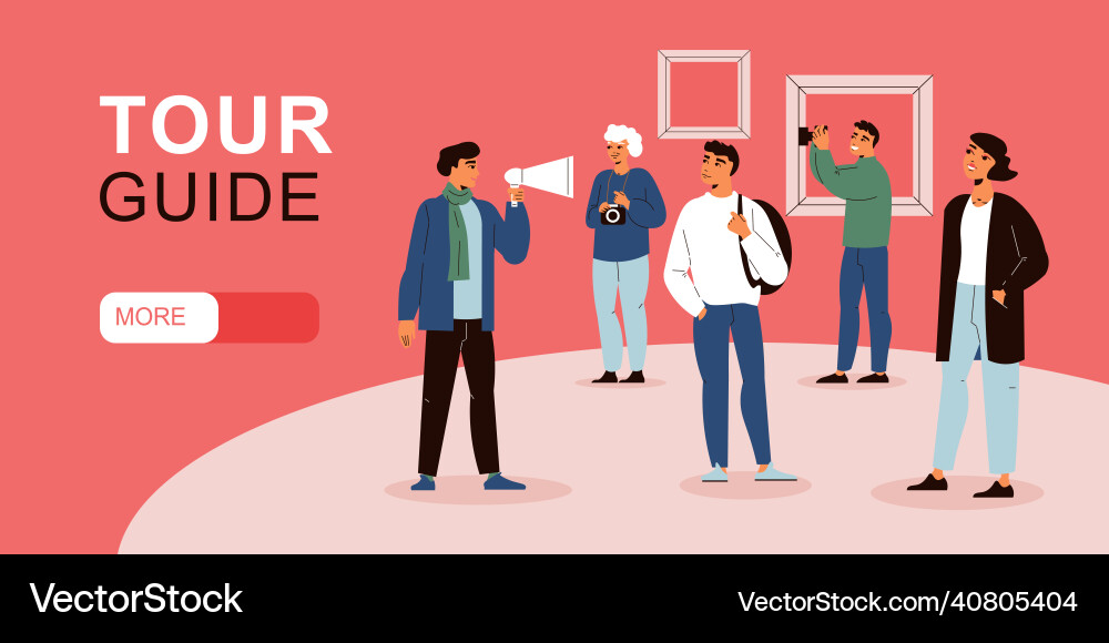Tour guide horizontal banner Royalty Free Vector Image