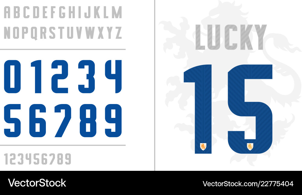 Uniform letters and numbers for sport apparel Vector Image
