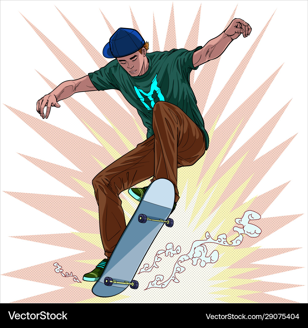 Young men skateboard fun high jump Royalty Free Vector Image