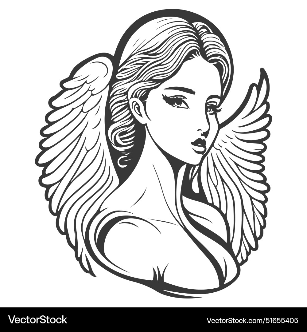 Angel beauty girl grey Royalty Free Vector Image
