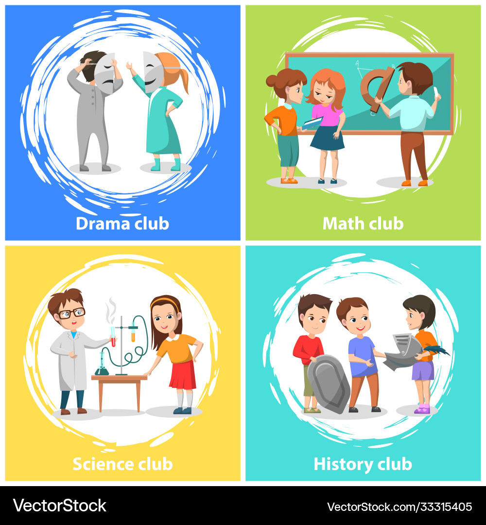 Drama and math club science history classes Vector Image