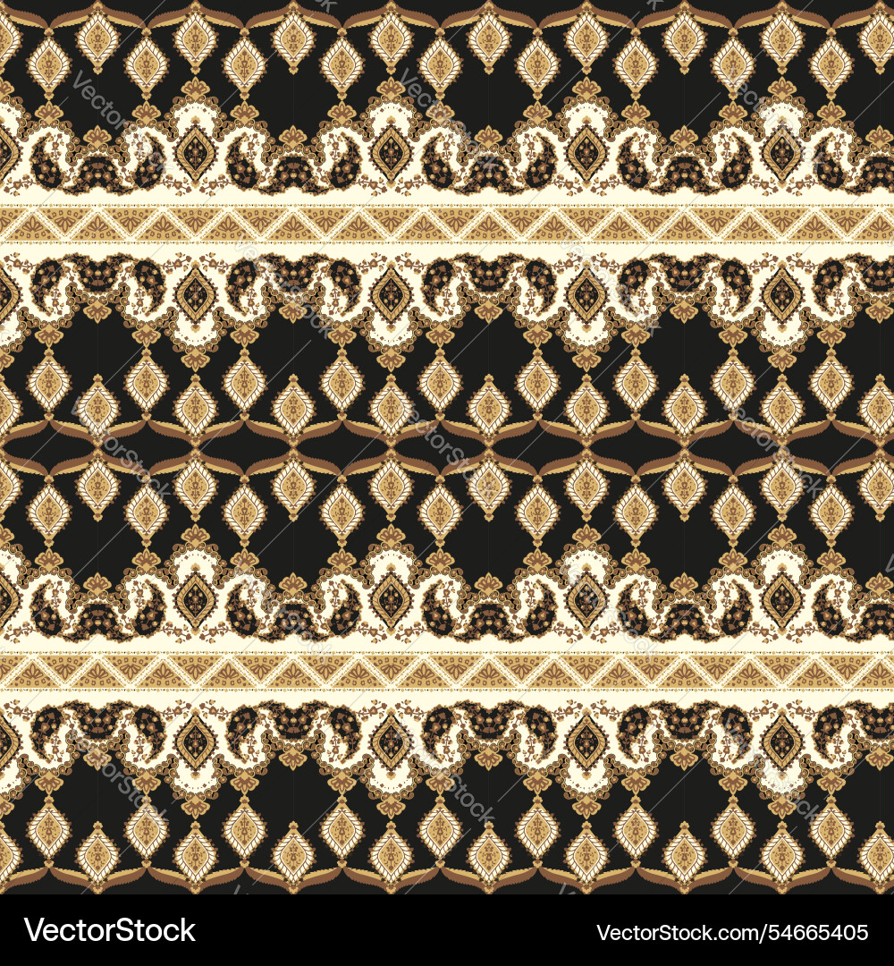 Ethnic paisley stripe decorative seamless pattern Vector Image