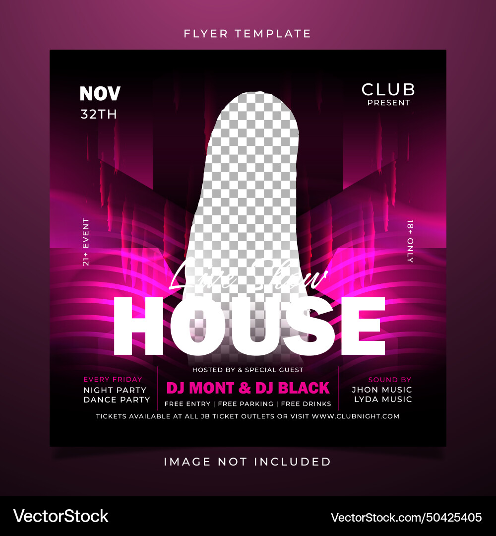 House party flyer template Royalty Free Vector Image