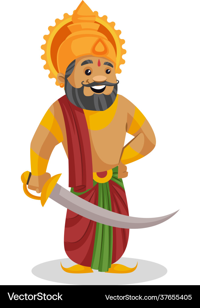 King dasaratha cartoon character Royalty Free Vector Image