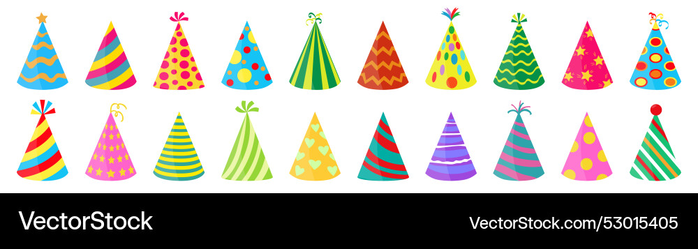 Party celebration cone hat collection set Vector Image