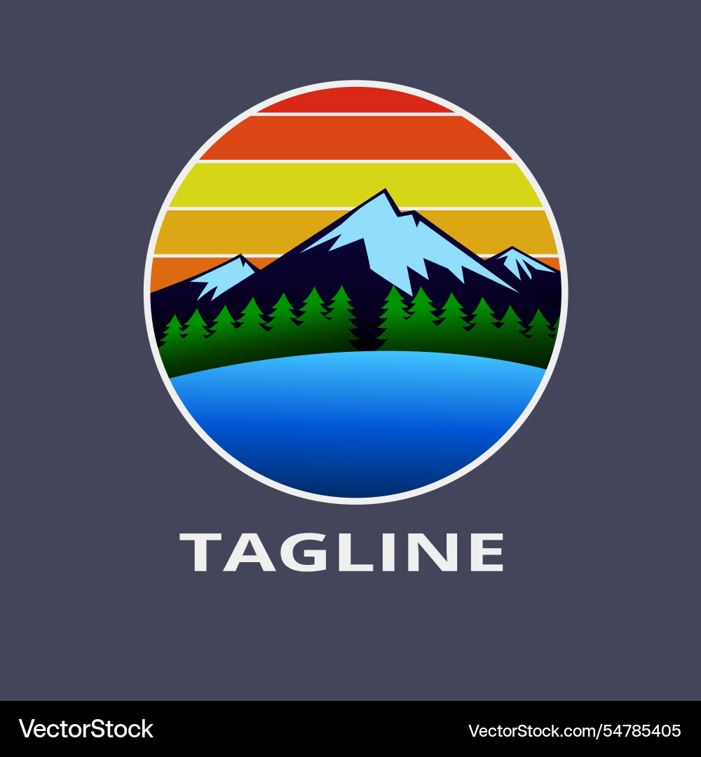 Round vintage mountain logo design Royalty Free Vector Image