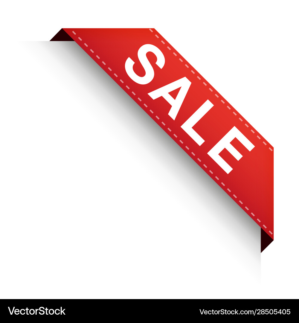 Sale discount corner ribbon red Royalty Free Vector Image
