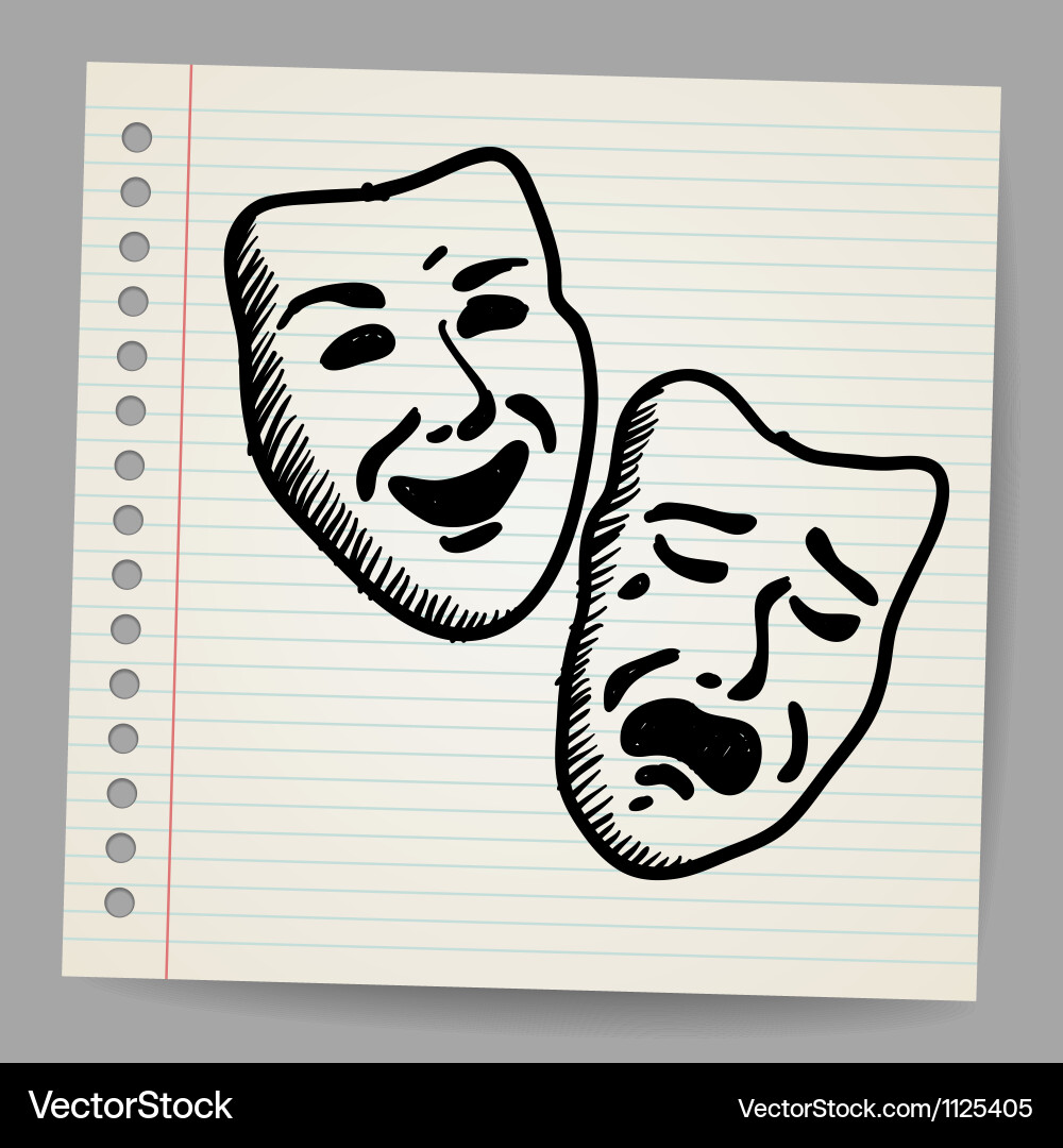 Scribble theater masks Royalty Free Vector Image