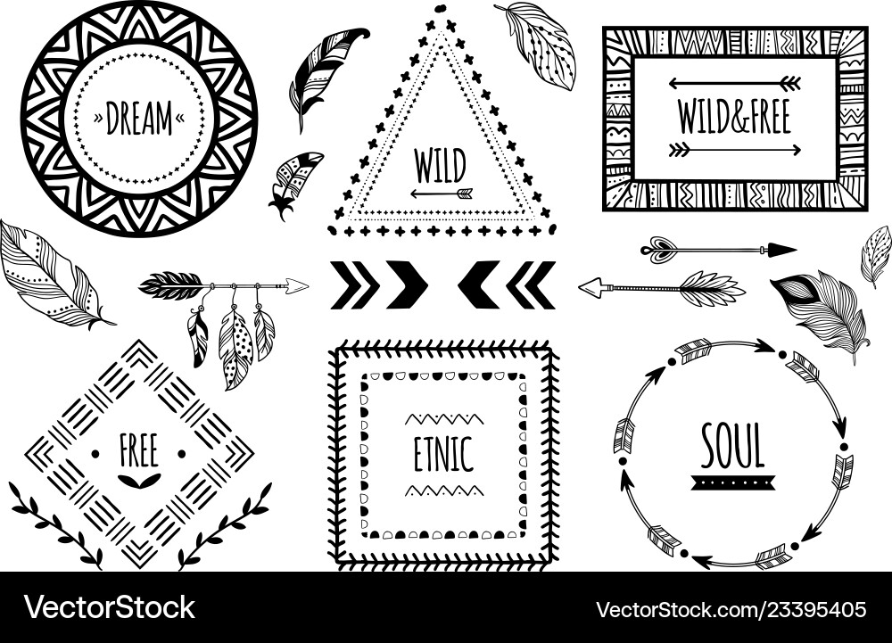 Tribal frames american indian ethnic frame Vector Image