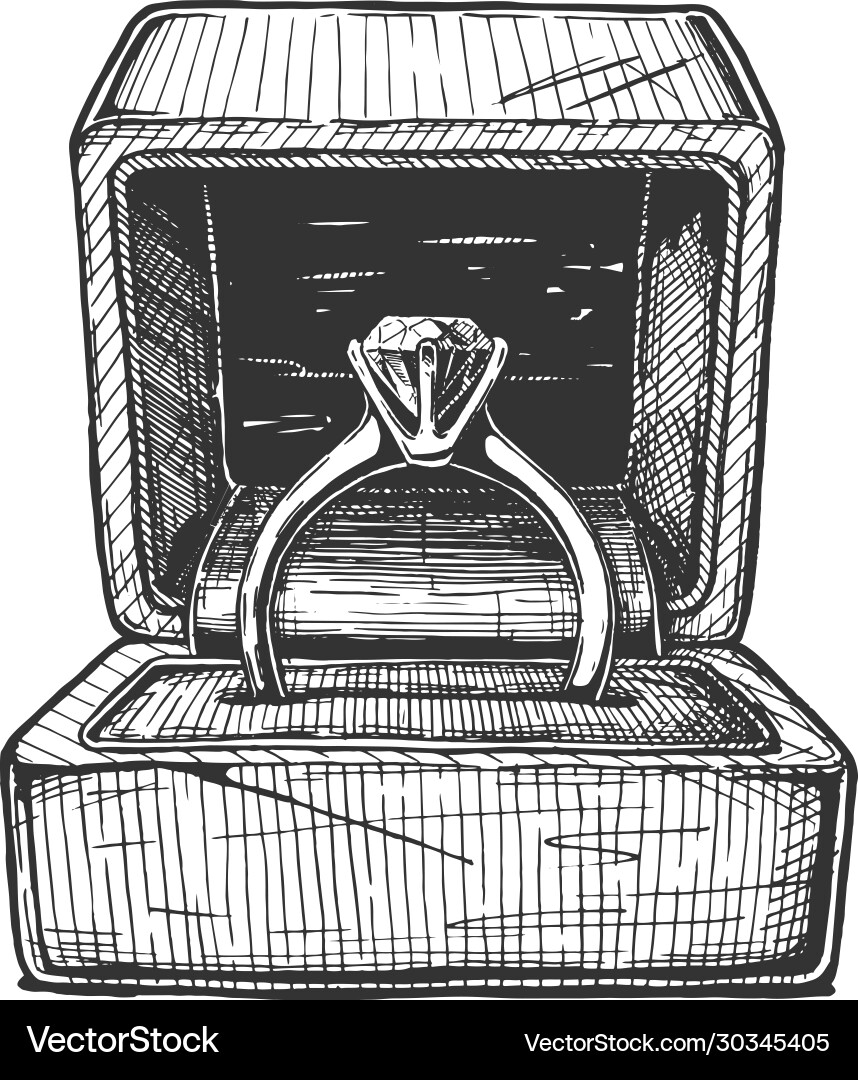 Wedding ring in gift box Royalty Free Vector Image