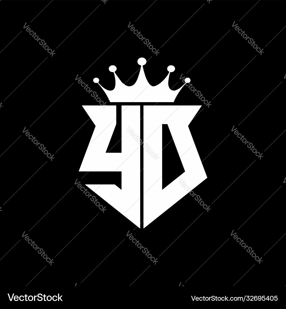 Yd logo monogram shield shape with crown design Vector Image