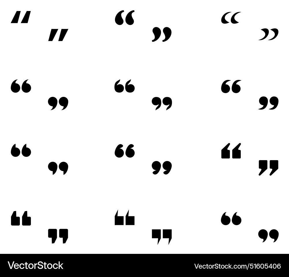 A collection of black quotation marks Royalty Free Vector