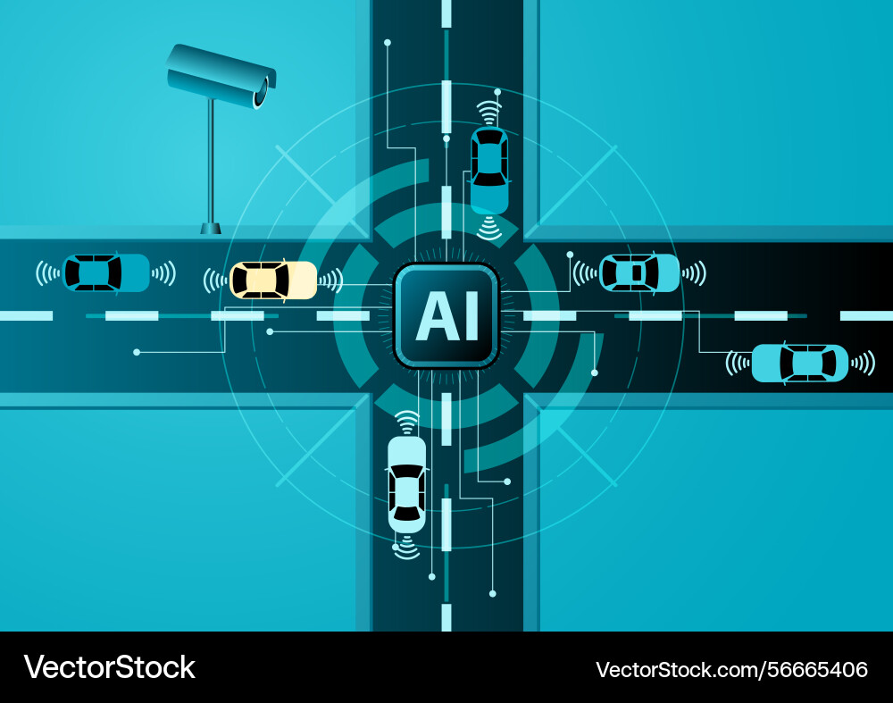 Blue artificial intelligence in road Royalty Free Vector
