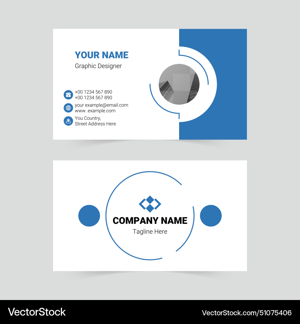 Blue modern business card template Royalty Free Vector Image