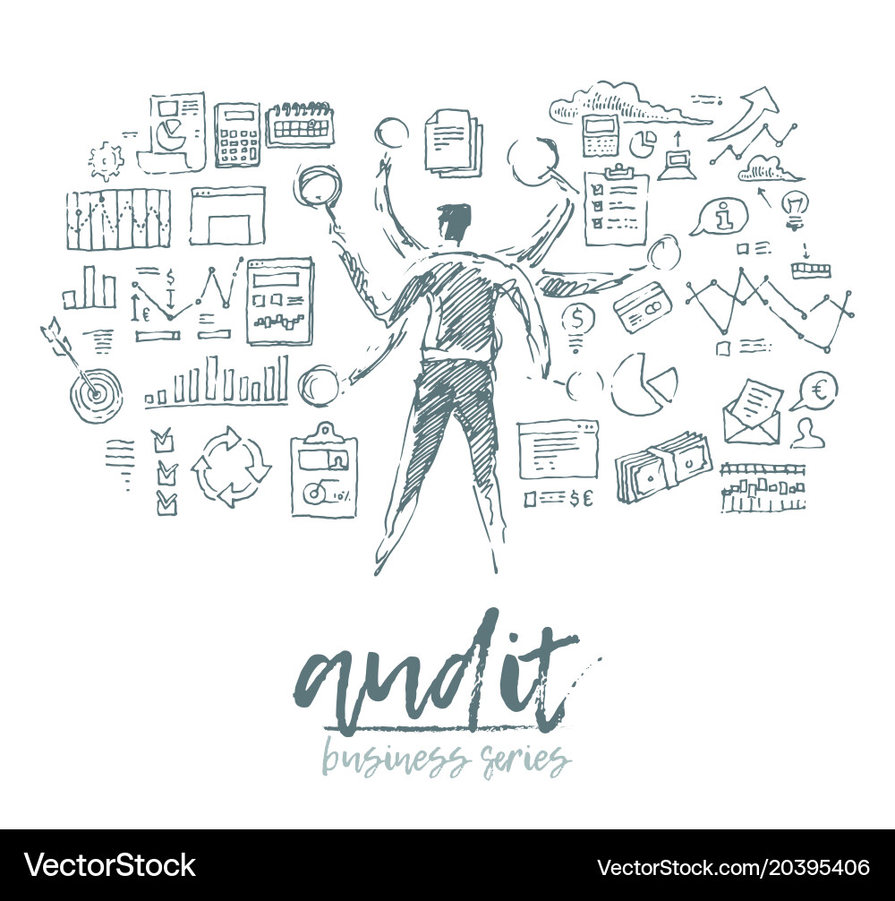 Business concept auditing man audit sketch Vector Image