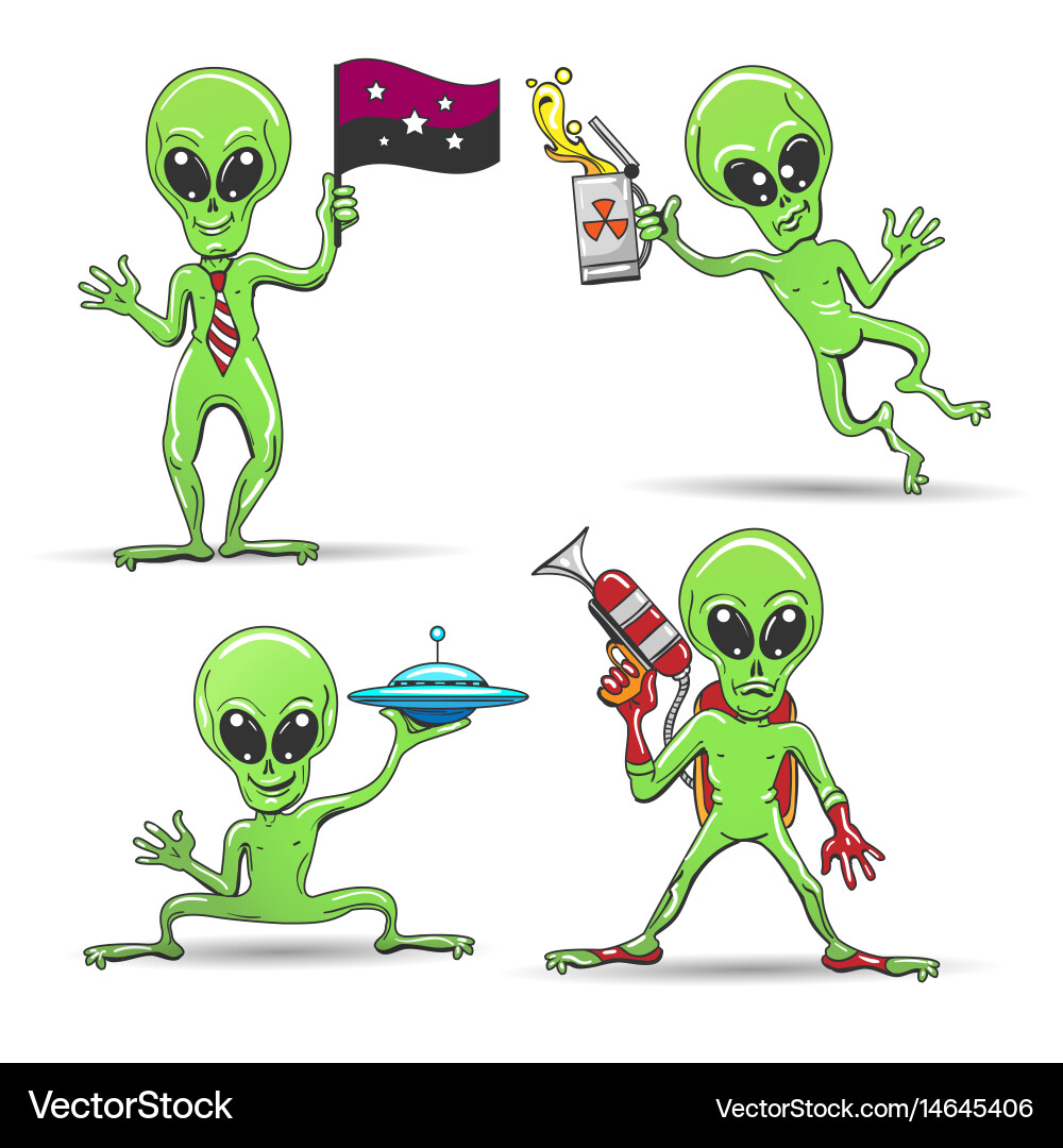 Cartoon aliens set Royalty Free Vector Image - VectorStock