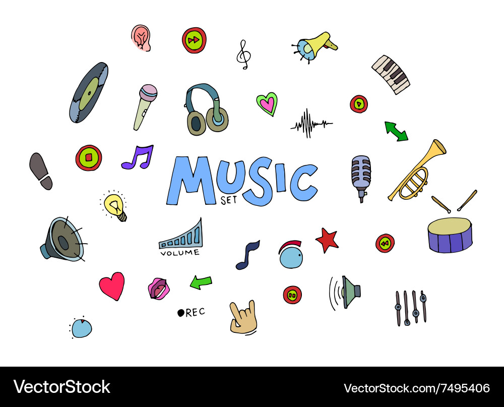 Colored music doodles Royalty Free Vector Image
