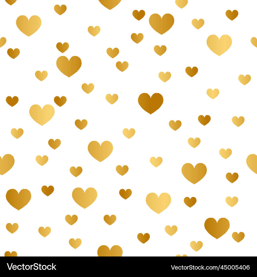 Gold heart seamless pattern design on white Vector Image