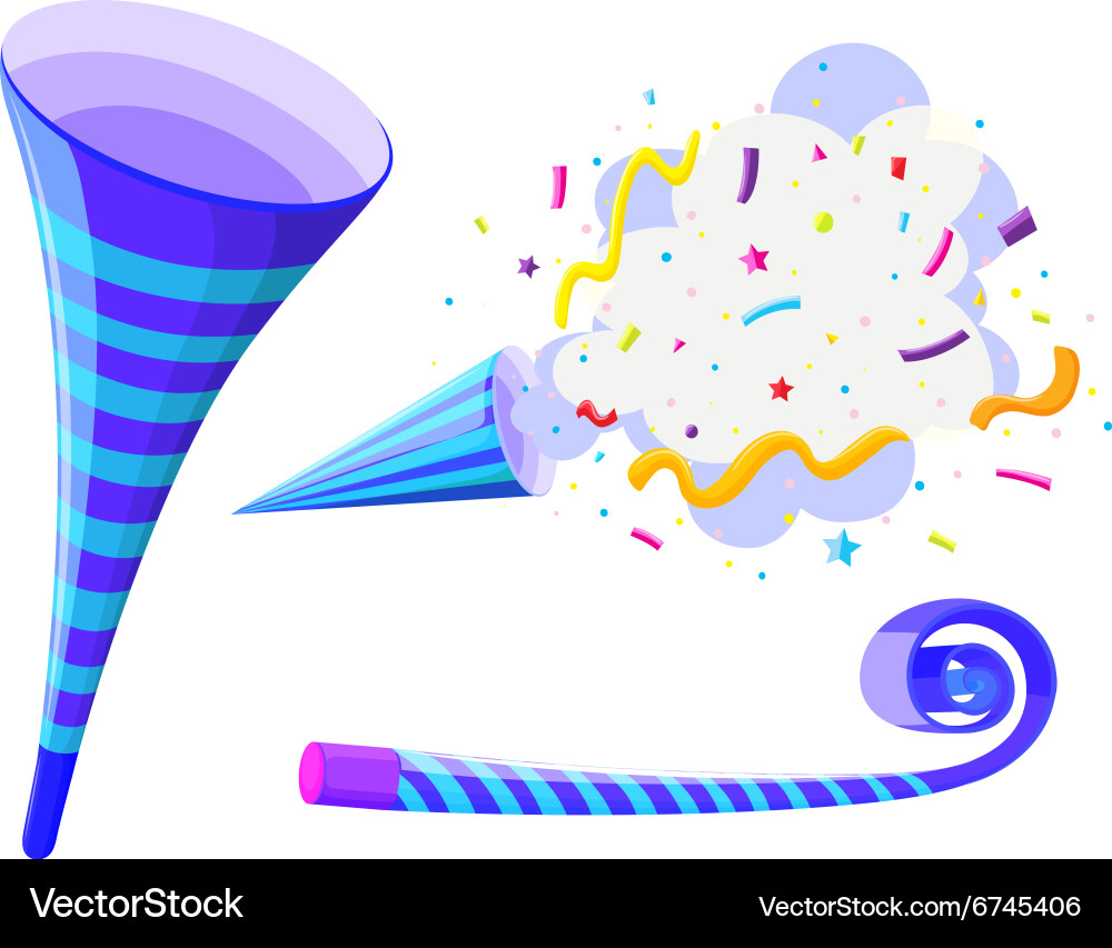 Party horn and pop up cone Royalty Free Vector Image