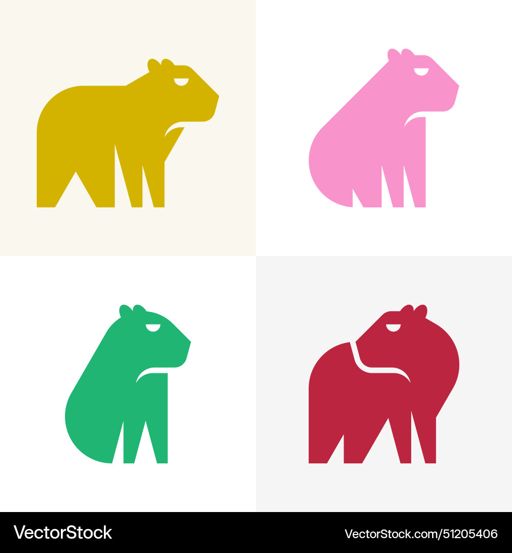 Set of capybara logo Royalty Free Vector Image