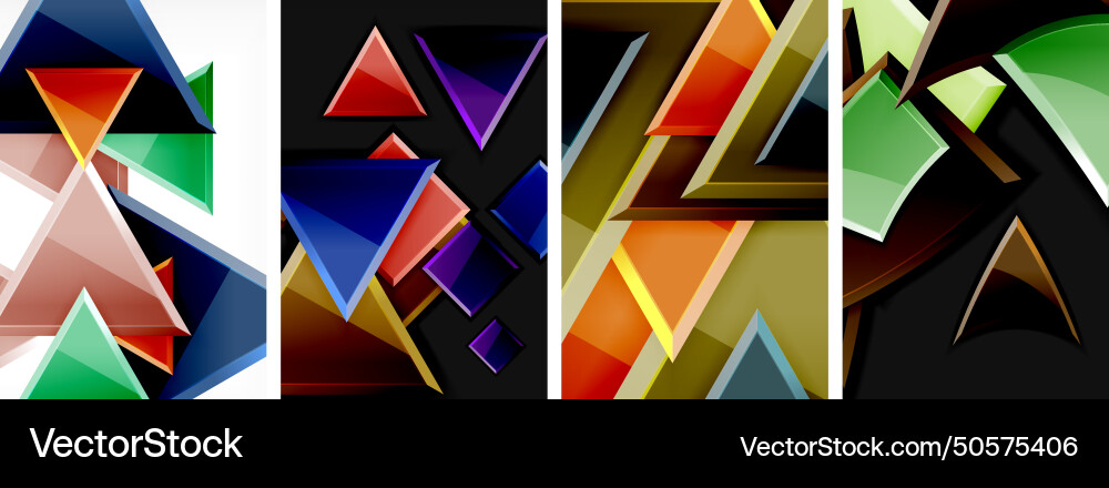 Triangle composition poster background set Vector Image