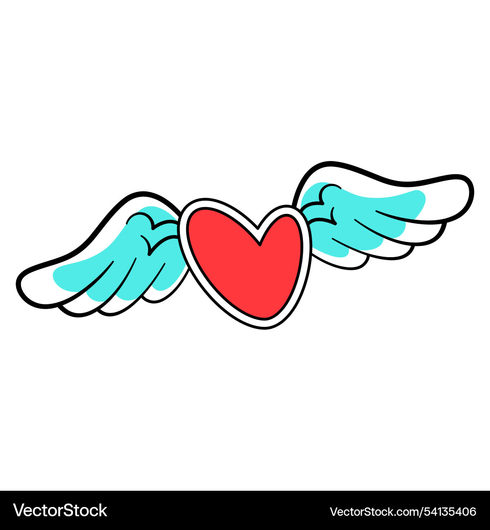 Winged heart in cartoon style Royalty Free Vector Image