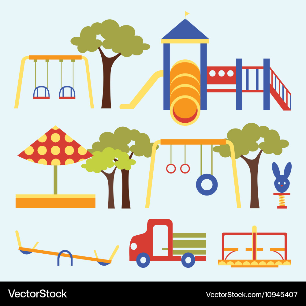 Colorful Playground Equipment Icons Royalty Free Vector