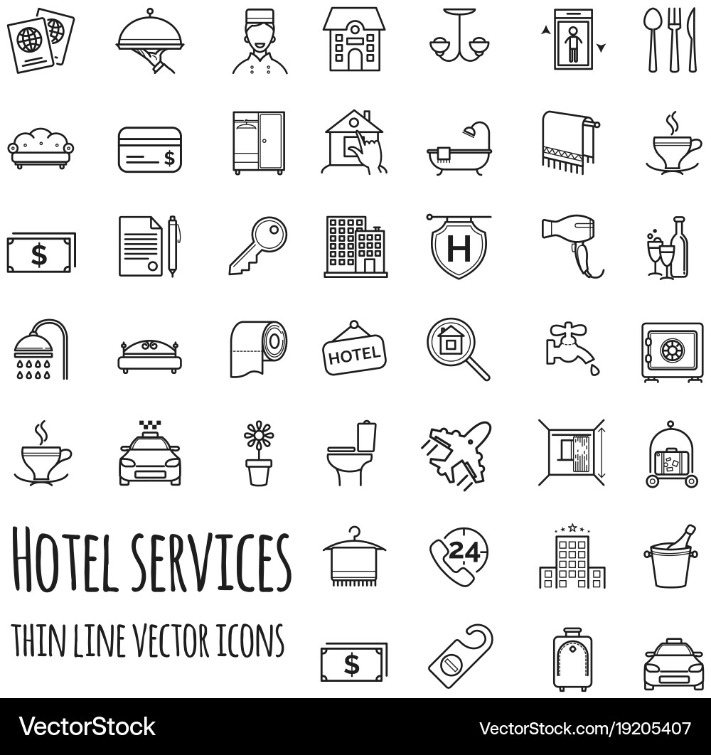 Hotel services icons set Royalty Free Vector Image