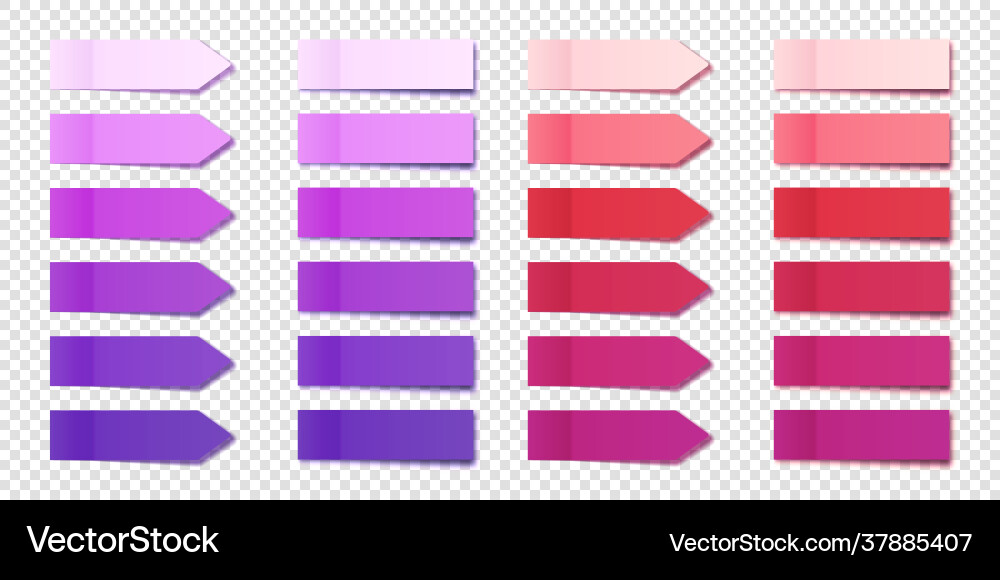 Realistic purple sticky notes collection arrow Vector Image