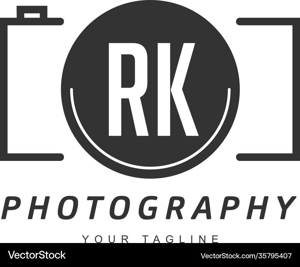 Rk letter logo design with camera icon Royalty Free Vector