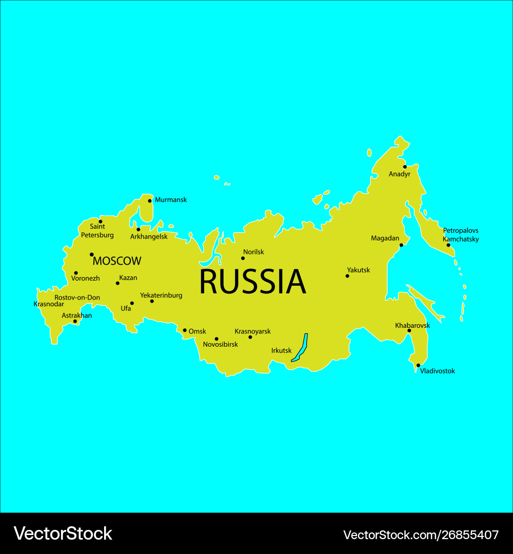 Russia Map with City Highlights Royalty Free Vector Image