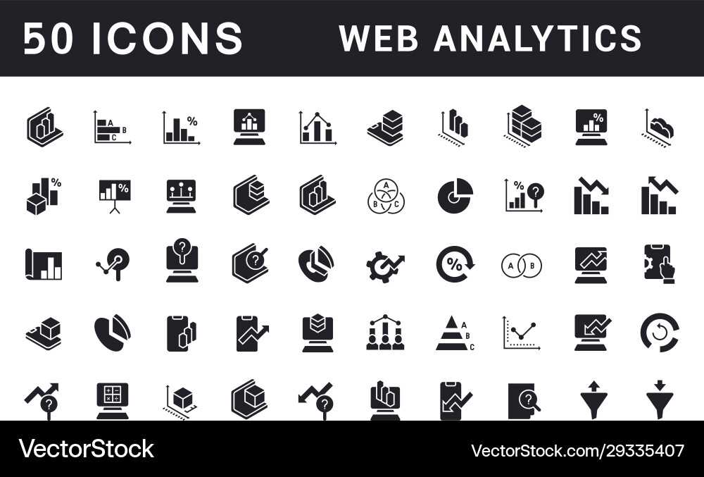 Set simple icons web analytics Royalty Free Vector Image