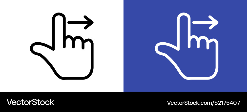 Swipe right logo sign set outline Royalty Free Vector Image