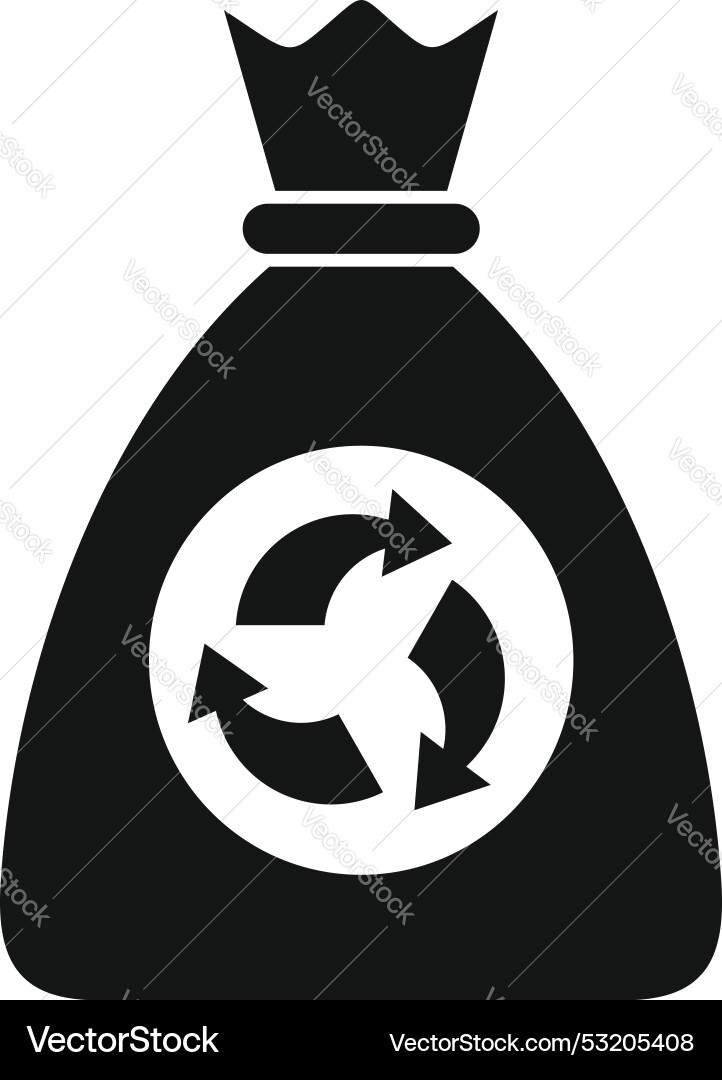 Black recycle trash bag icon showing recycling Vector Image