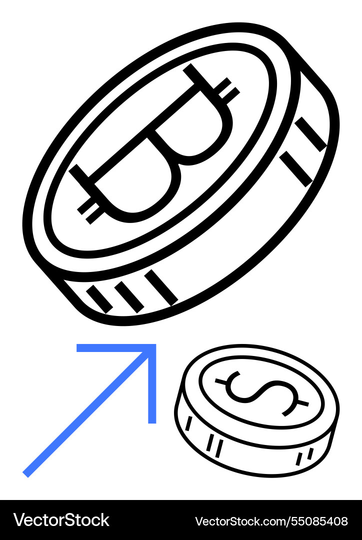 Cryptocurrency growth representation with bitcoin Vector Image