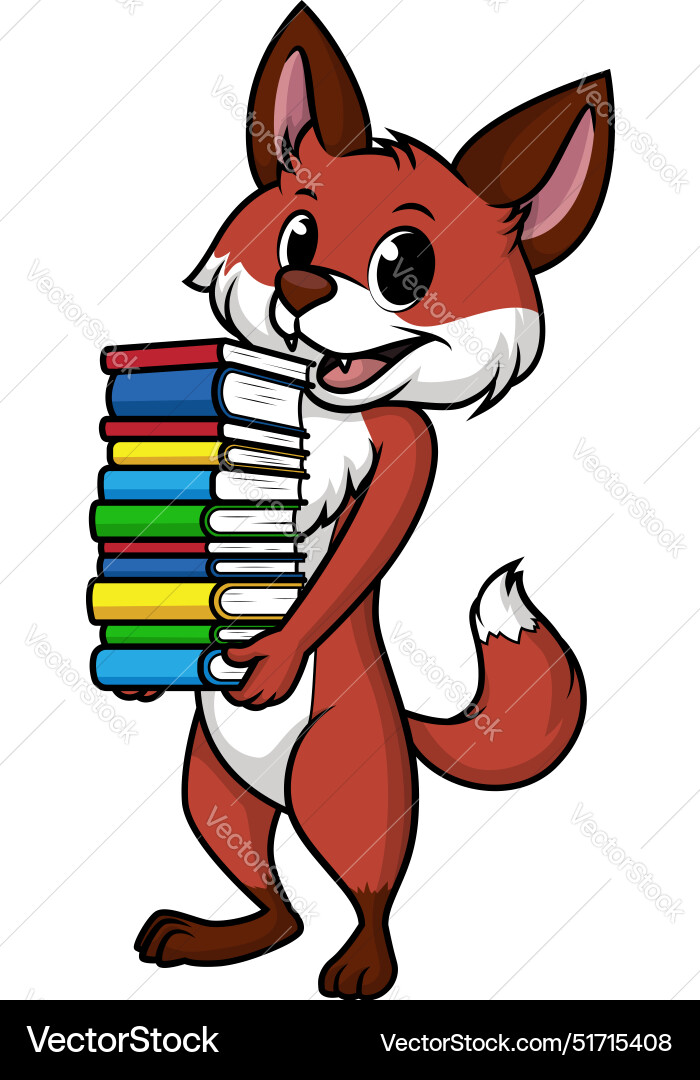 Fox carrying books cartoon Royalty Free Vector Image