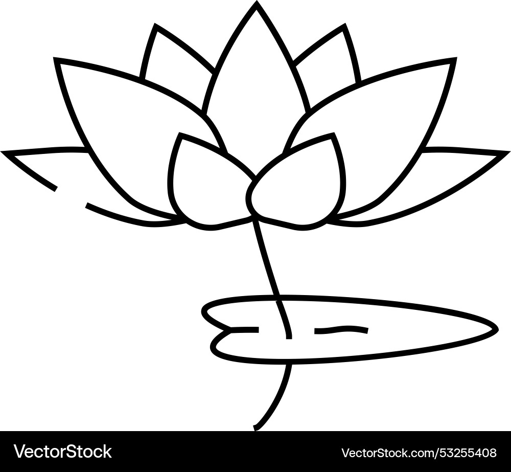 Lotus flower line icon Royalty Free Vector Image