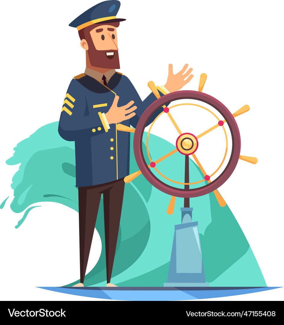 Nautical design captain composition Royalty Free Vector