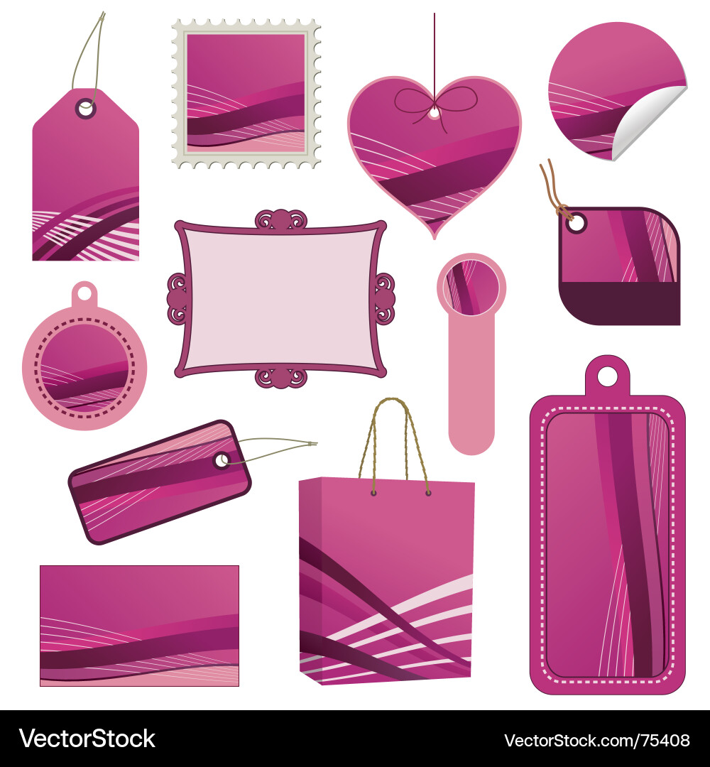 Pink tag set Royalty Free Vector Image - VectorStock
