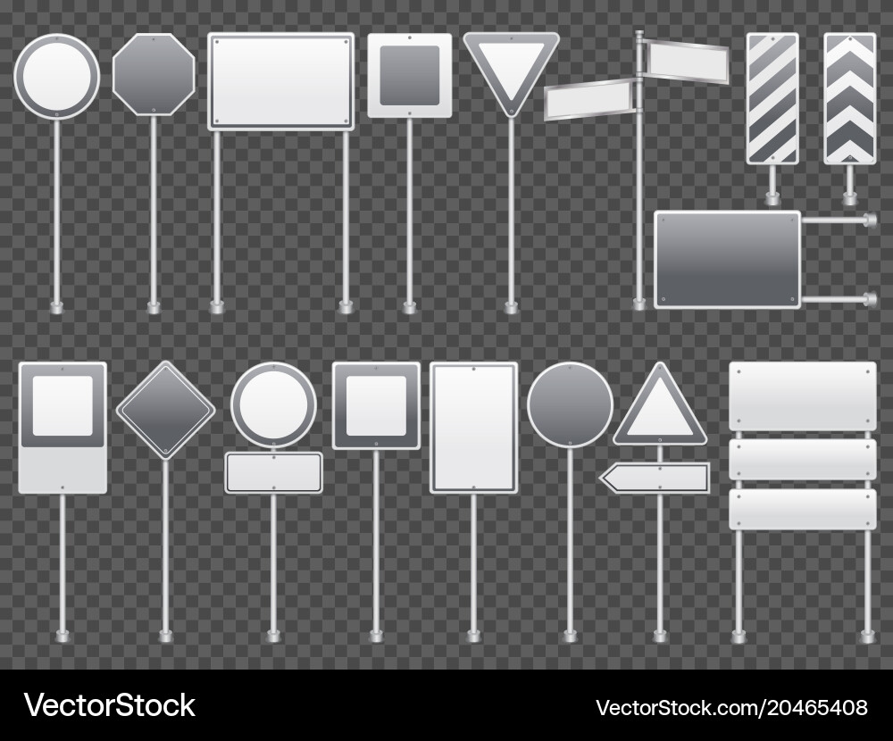 Realistic road signs transparent set Royalty Free Vector