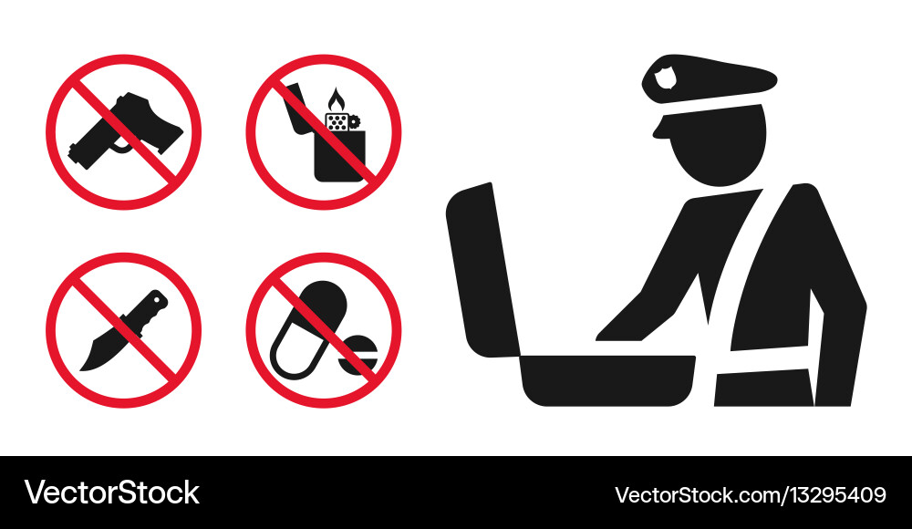 Customs Control & Prohibition Symbols Vector Image