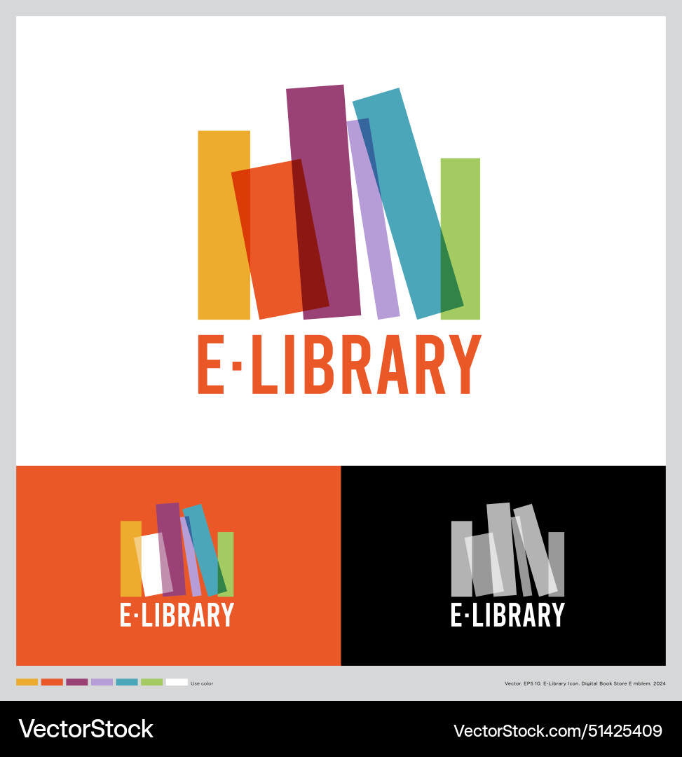 E library online bookstore icon colored books Vector Image