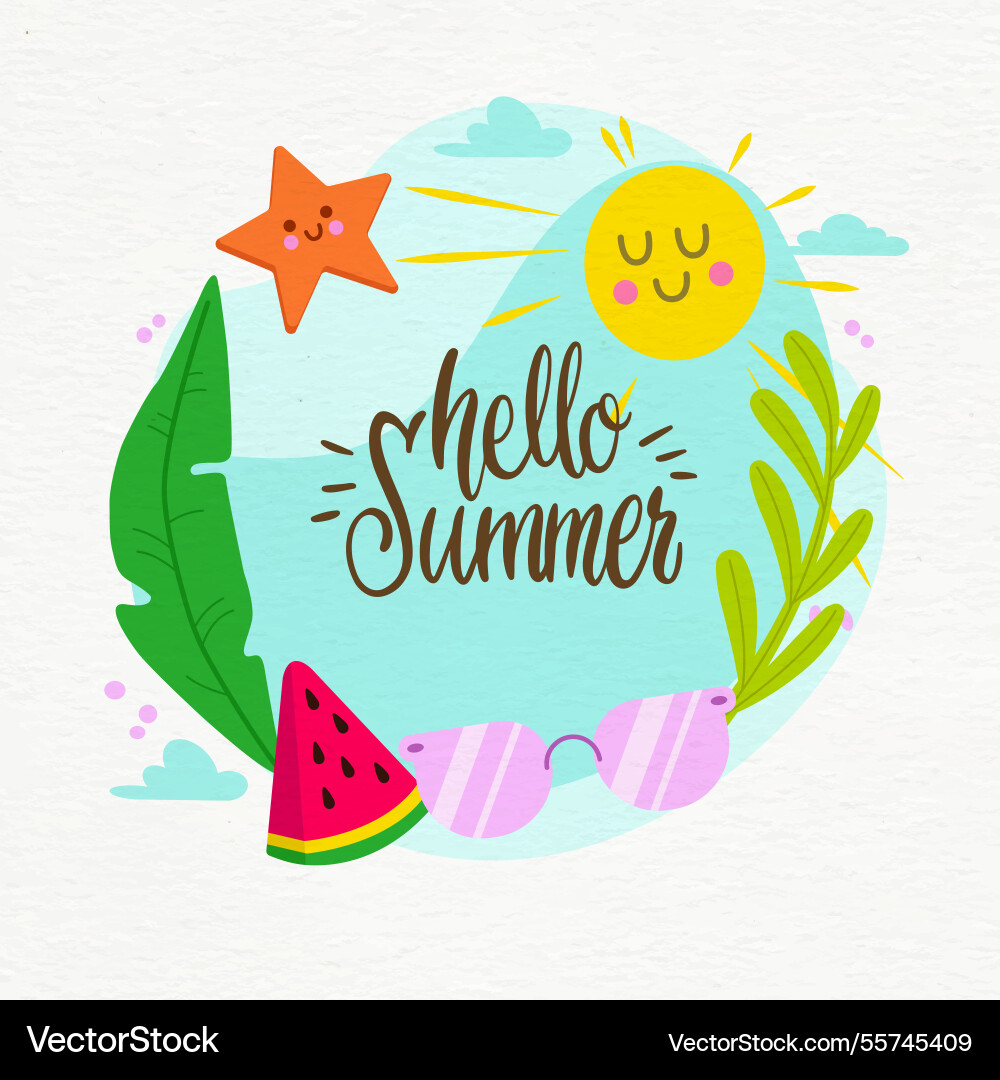 Hand gezeichneter heller Sommer Hintergrund Vektorbild