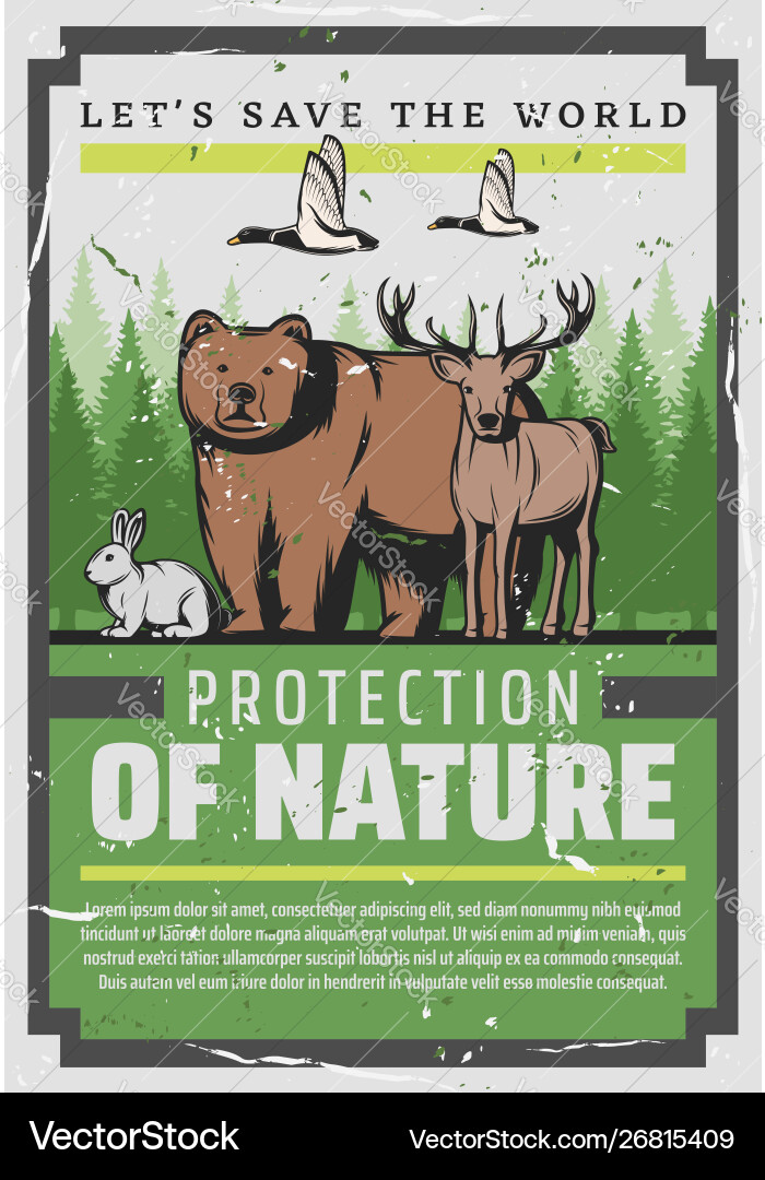 Let save world nature and animals protection Vector Image