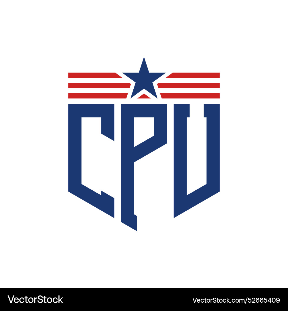 Patriotic cpu logo with star and american flag Vector Image